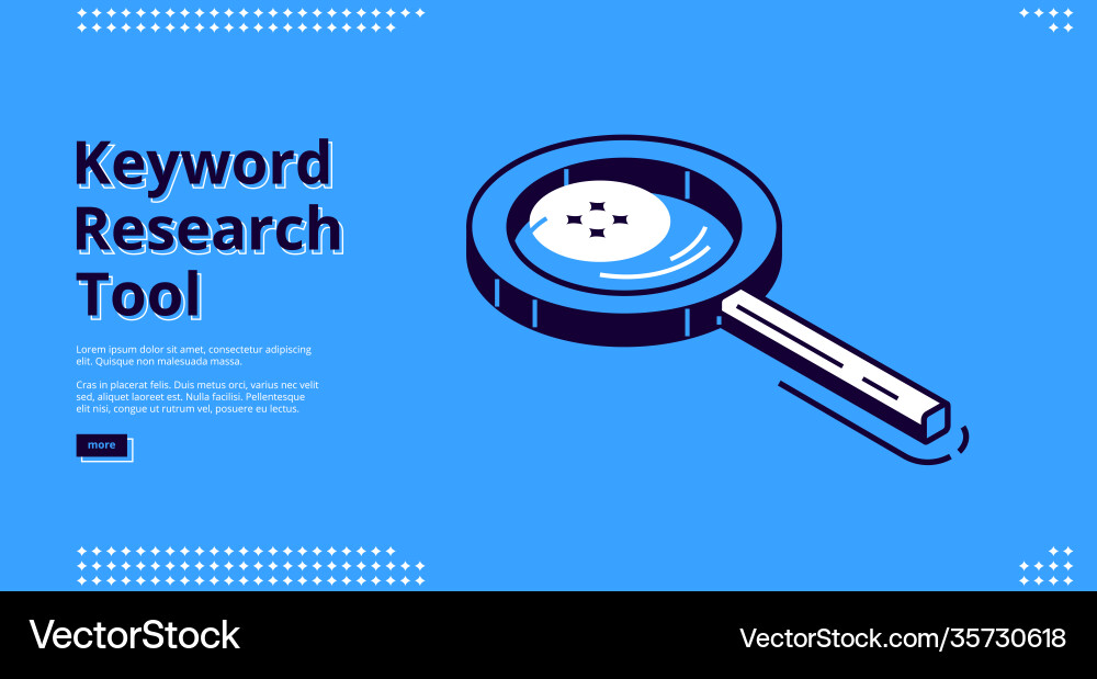 Keyword research tool isometric landing page Vector Image