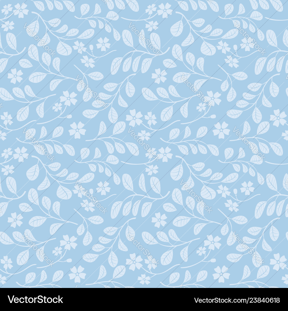 Light blue leaves with flowers on background Vector Image