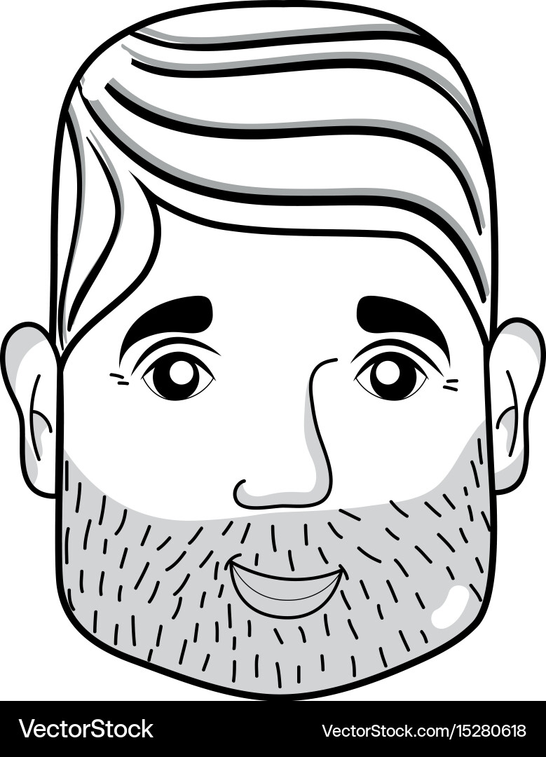 Line man face with hairstyle and beard Royalty Free Vector