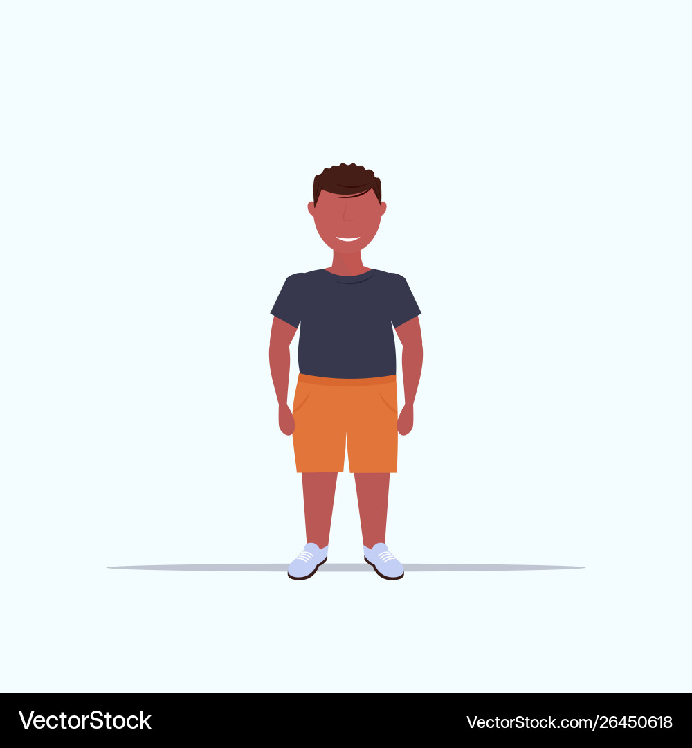 Overweight smiling boy over size child standing Vector Image