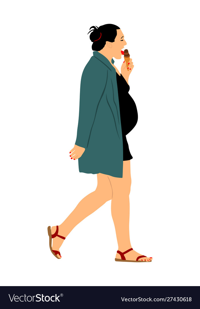 Pregnant Woman Eat Ice Cream Royalty Free Vector Image