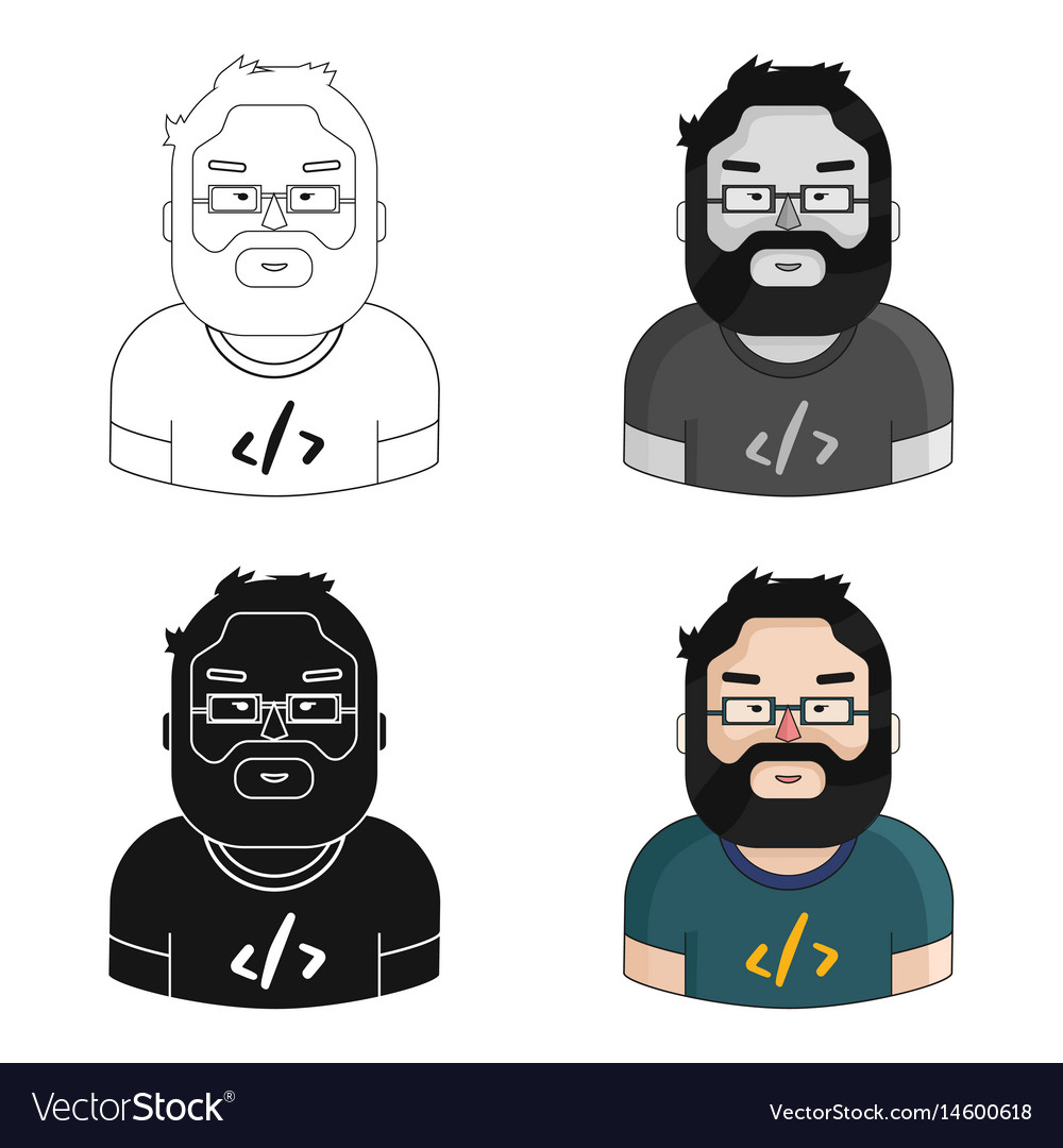 Programmer icon in cartoon style isolated on white