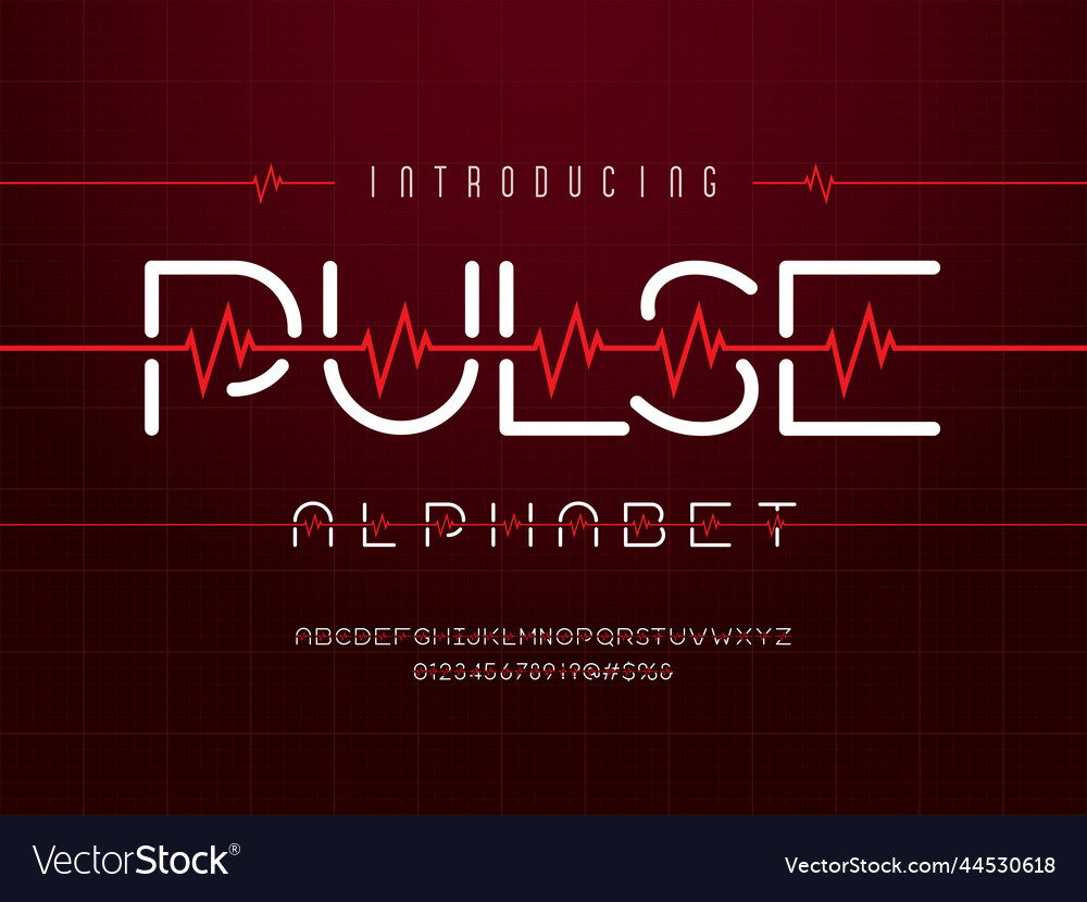 Pulse line font Royalty Free Vector Image - VectorStock