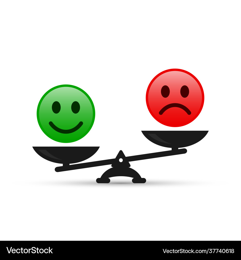 Smiley emoticons different mood on scales icon Vector Image