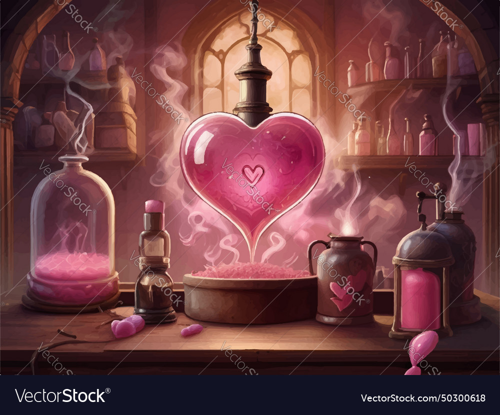 Valentines day making love potion pink rose color Vector Image