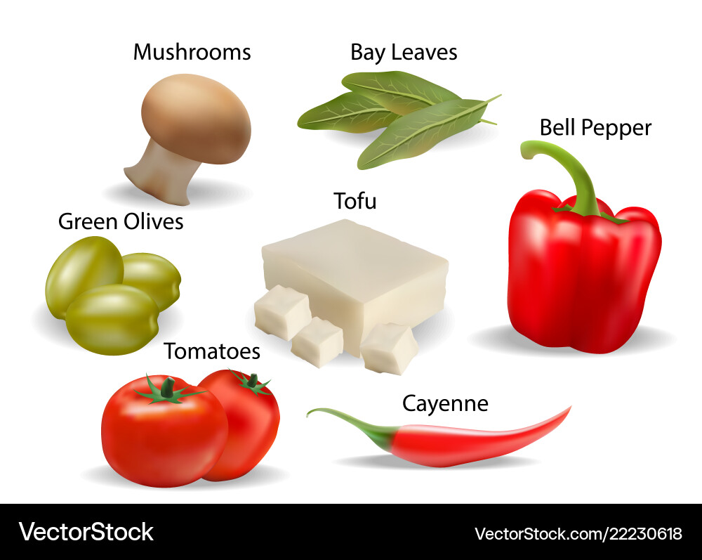 Vegan raw food - realistic Royalty Free Vector Image