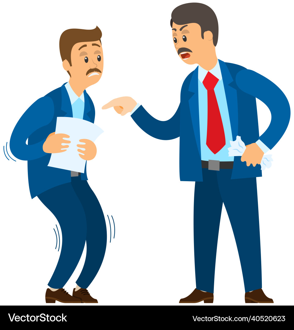 Angry boss shouting to employee conflict Vector Image