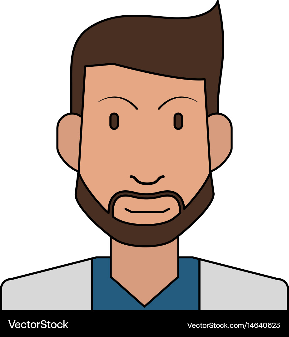 Colorful silhouette half body man bearded Vector Image