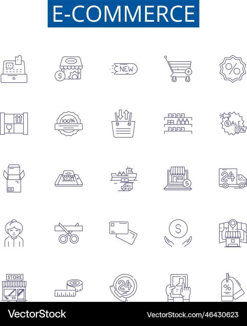 E-commerce line icons signs set design collection Vector Image