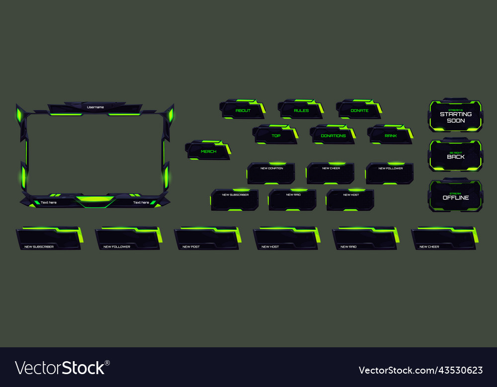 Game live video stream interface elements Vector Image