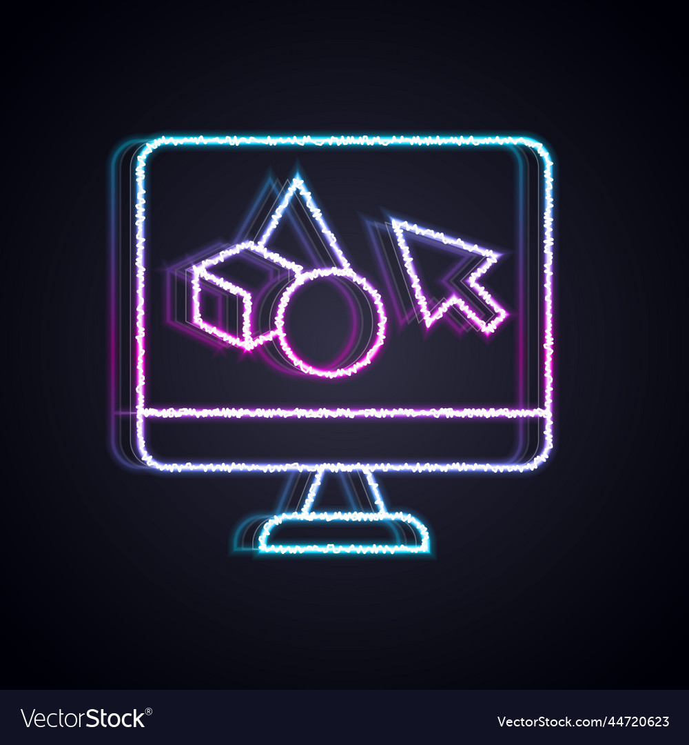 Glowing neon line 3d printer software icon Vector Image