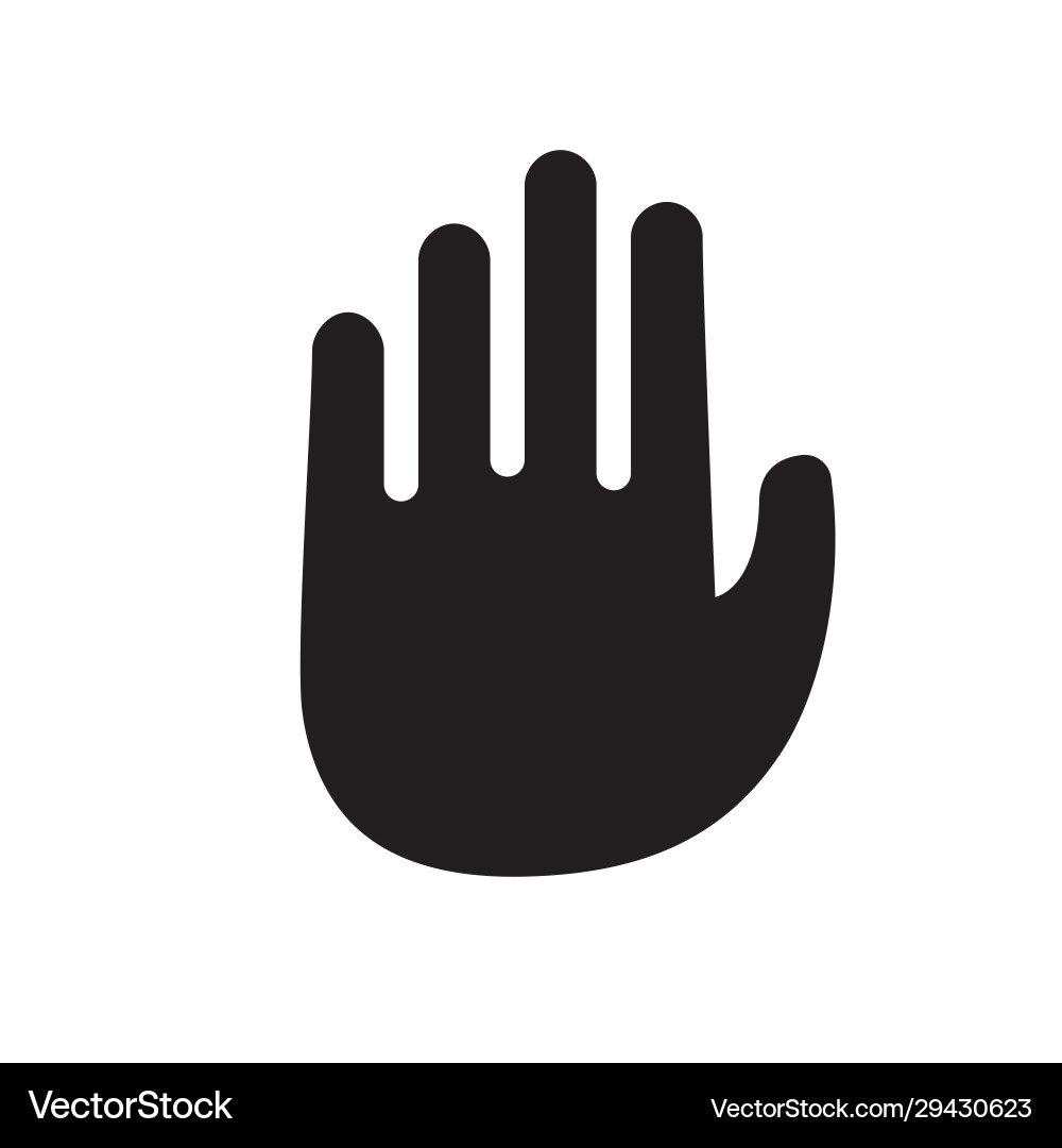 Hand open palm stop black on a white isolated Vector Image