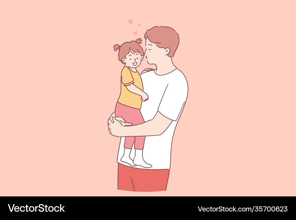 Happy father and daughter concept Royalty Free Vector Image