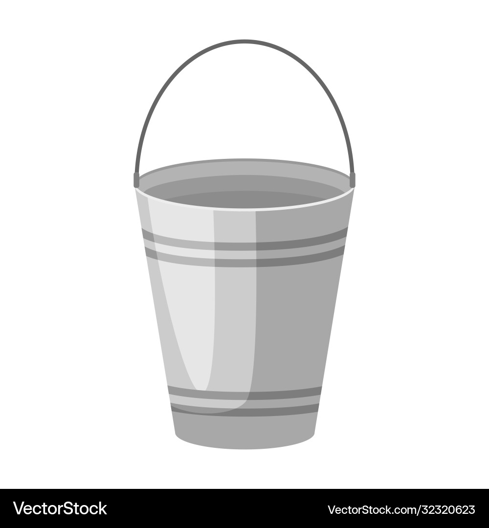 Metal bucket isolated on white background silver Vector Image