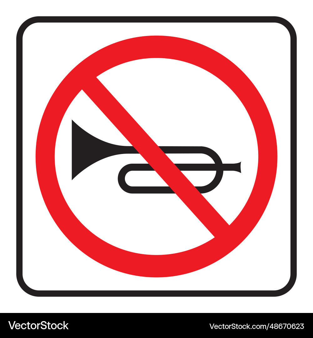 No horn traffic sign Royalty Free Vector Image