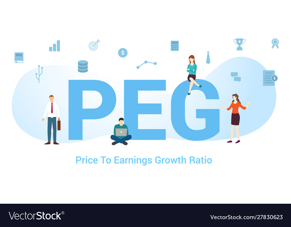 Peg price to earnings growth ratio concept Vector Image