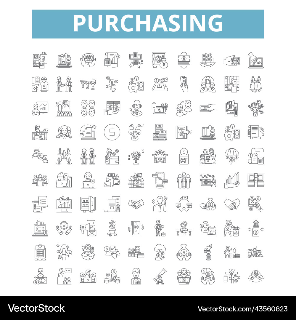 Purchasing icons line symbols web signs Royalty Free Vector