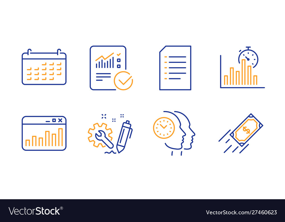 Report timer engineering and document icons set Vector Image