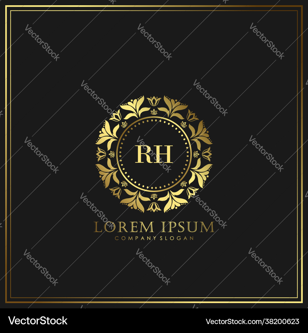Rh initial letter luxury logo template in art Vector Image