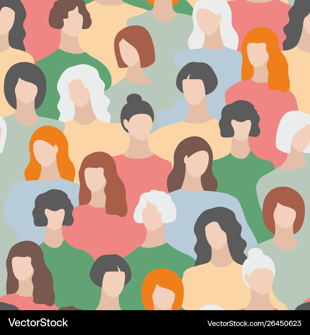 Seamless pattern girls and women drawing Vector Image