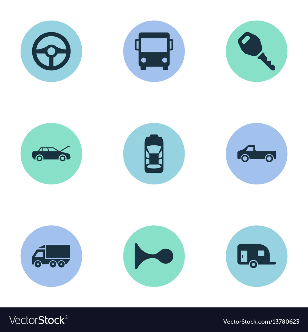 Set of simple automobile icons Royalty Free Vector Image