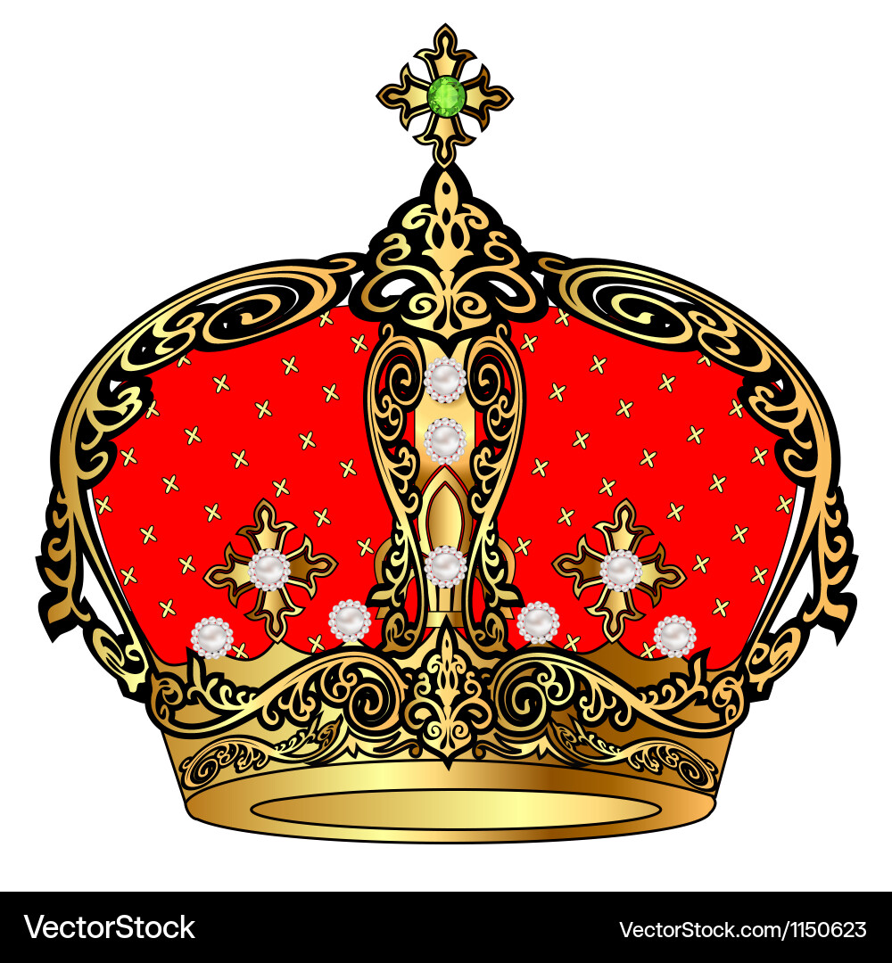 Tsarist gold corona with pearl and pattern Vector Image