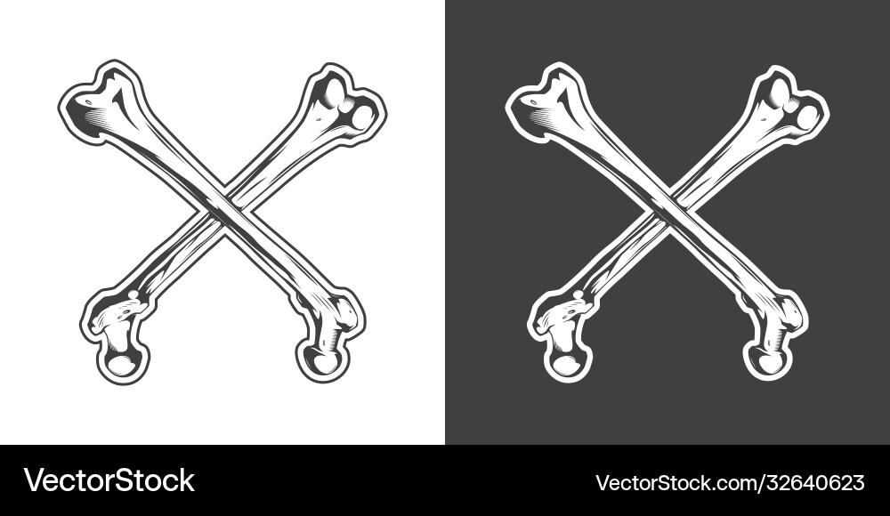 Vintage monochrome crossbones isolated Royalty Free Vector