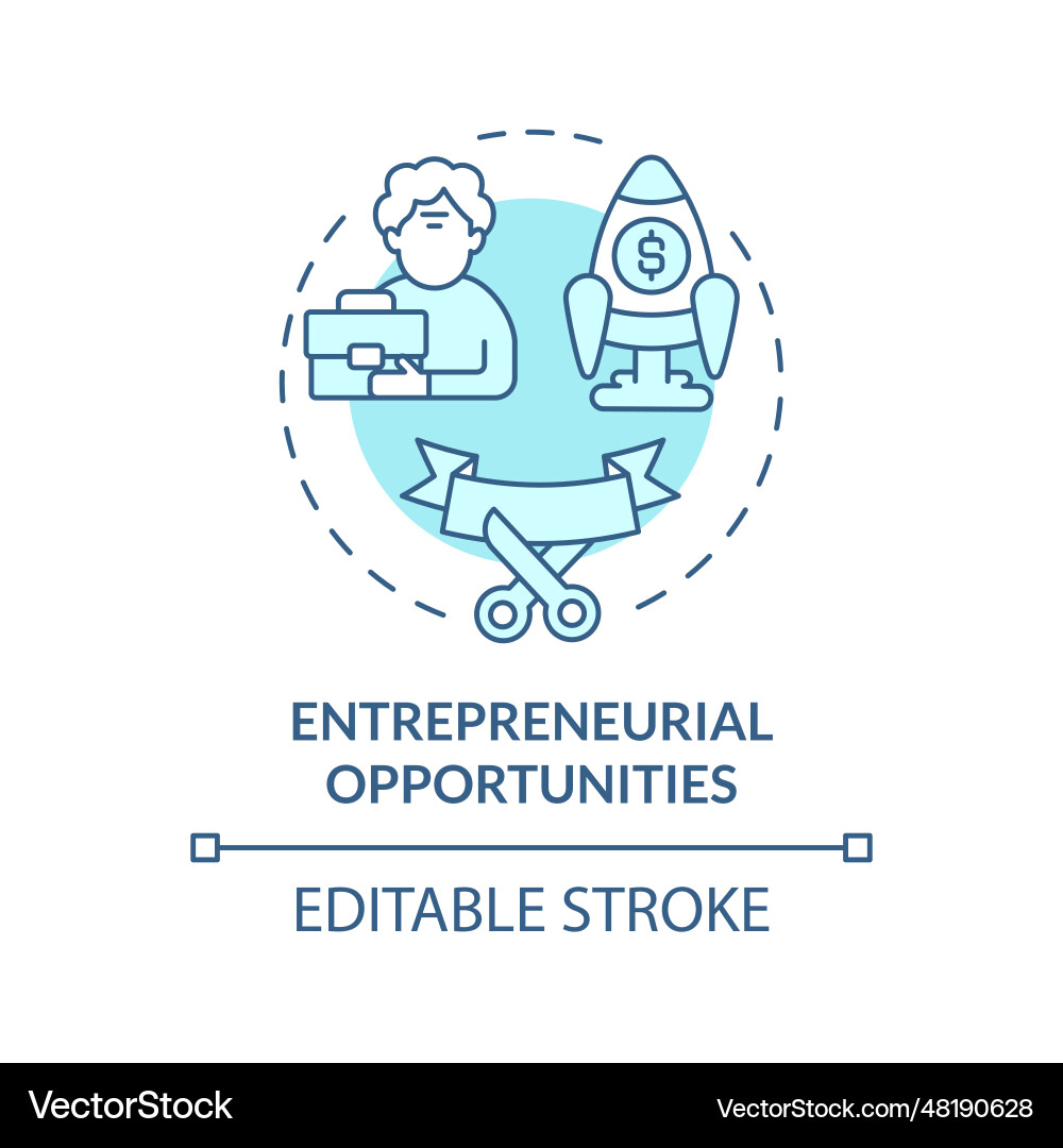 2d entrepreneurial opportunities blue icon concept