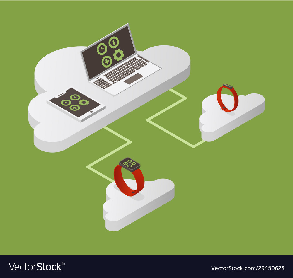 Cloud computing isometric Royalty Free Vector Image