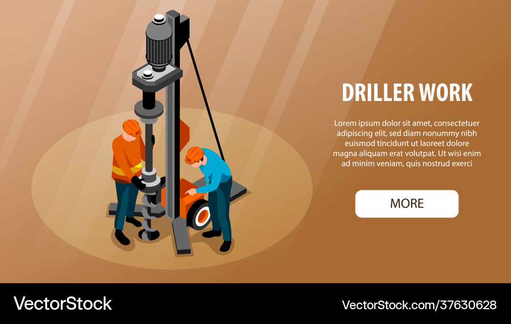 Driller isometric banner Royalty Free Vector Image