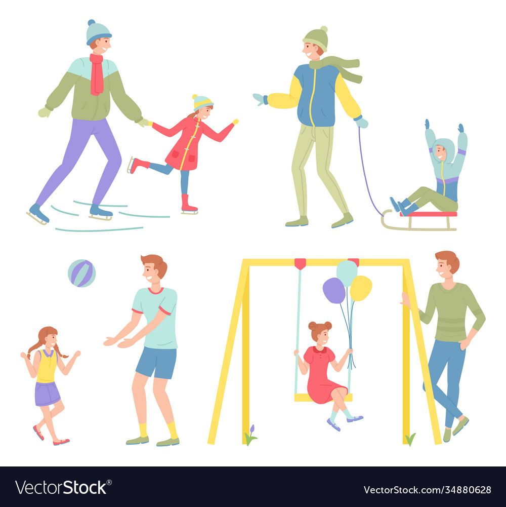 Family Different Seasons Outdoor Activities Vector Image family-different-seasons-outdoor-activities-vector-image