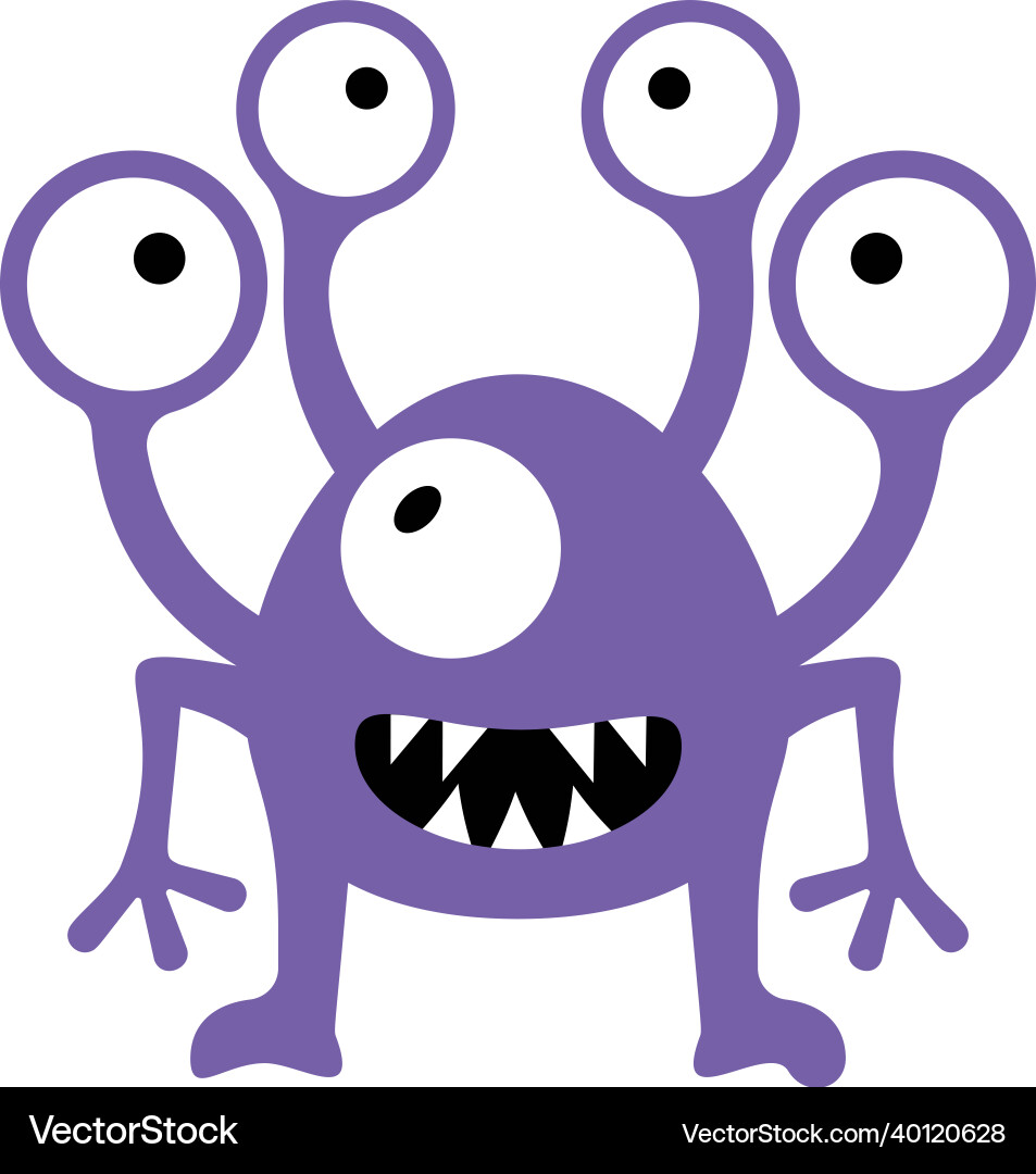 Five eyed monster Royalty Free Vector Image - VectorStock