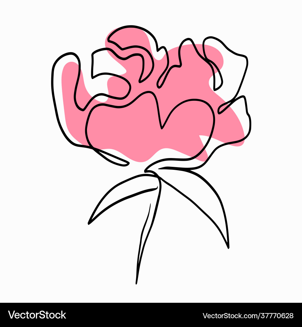 Flower in line art style simple lines single Vector Image