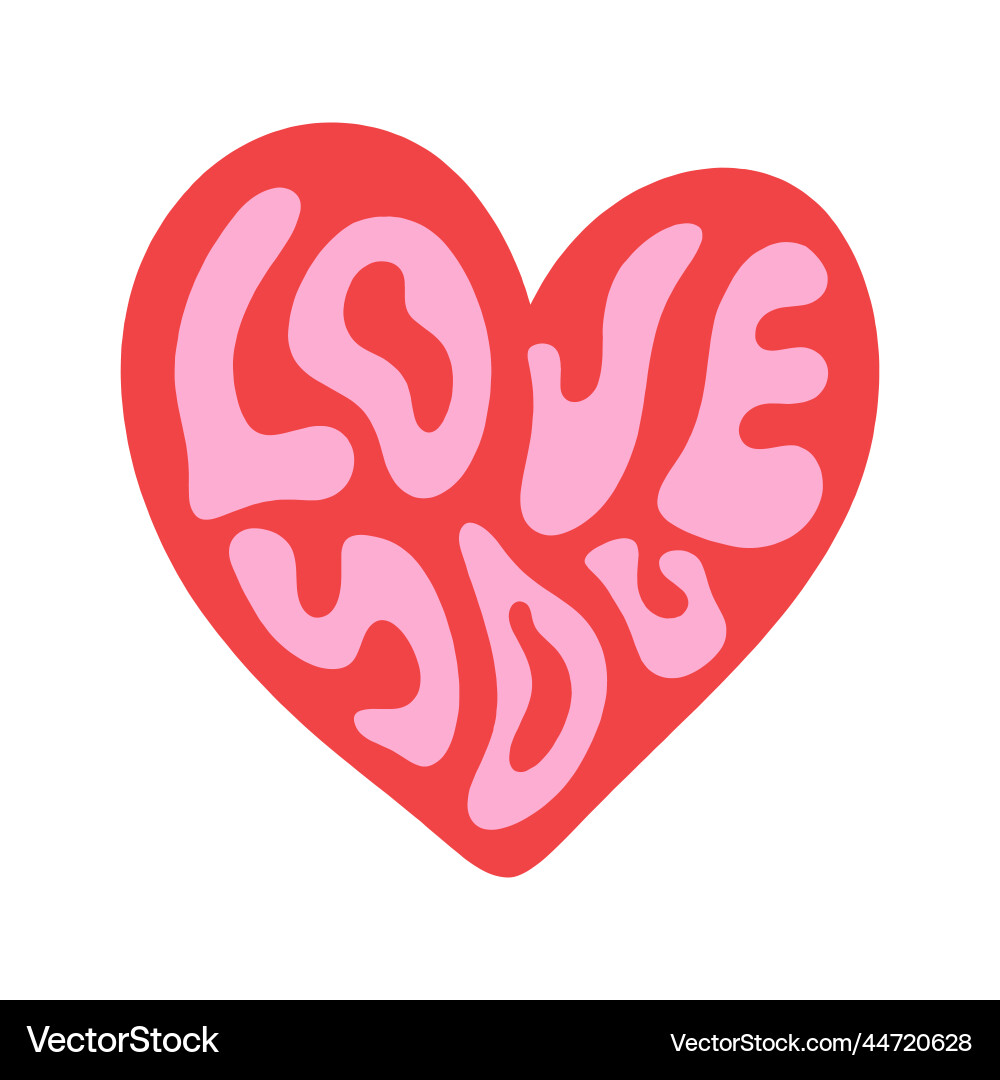 Funky liquid abstract love you lettering text Vector Image