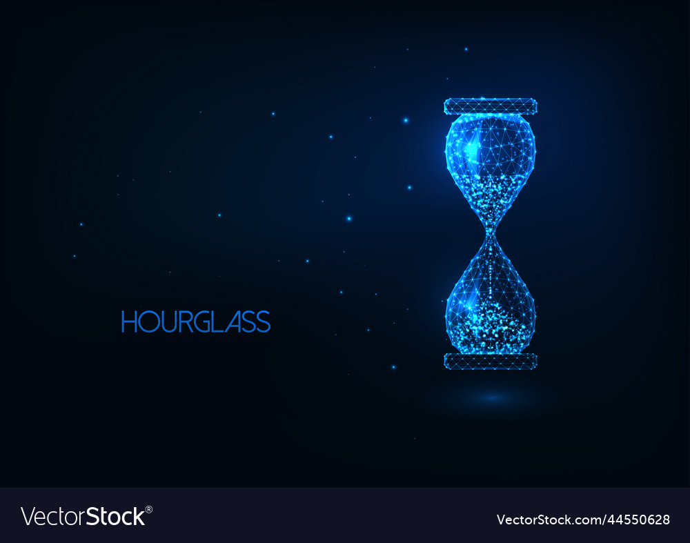 Futuristic glowing low polygonal hourglass Vector Image Futuristic glowing low polygonal hourglass Vector Image