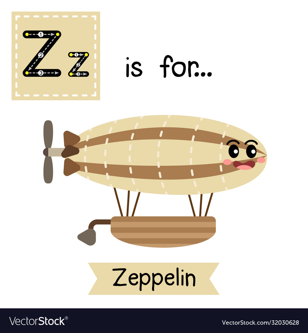 Letter z tracing zeppelin Royalty Free Vector Image