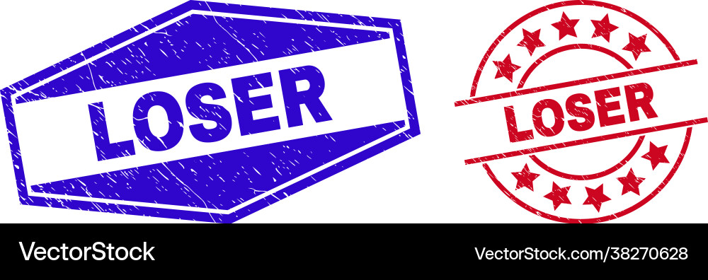 Loser rubber watermarks in round and hexagon Vector Image