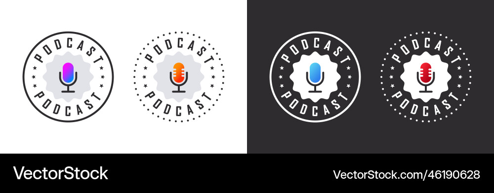 Podcast logo or badge sign Royalty Free Vector Image