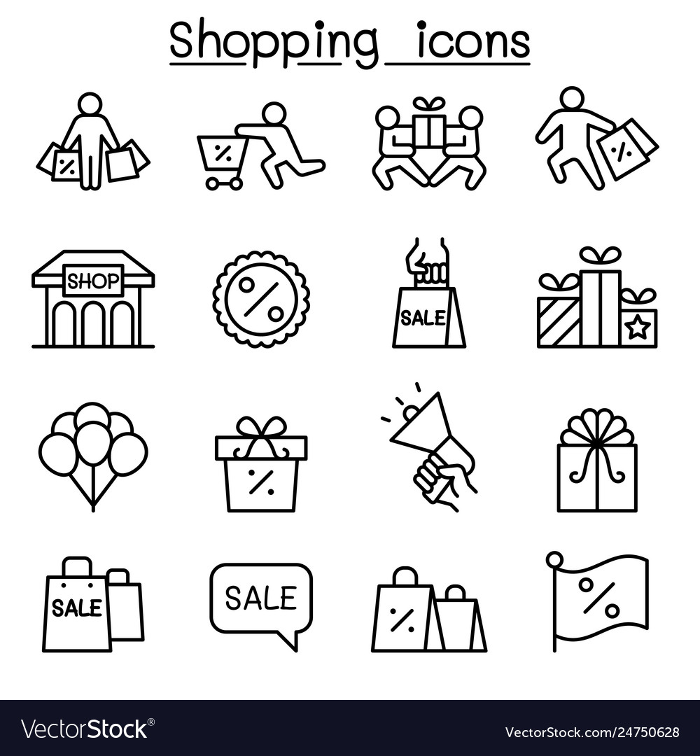 Shopping black friday cyber monday icon set Vector Image