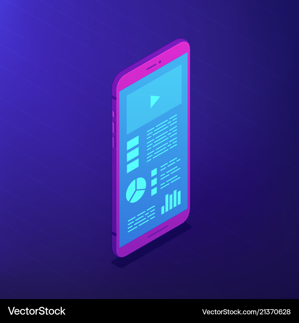 Smartphone software isometric 3d Royalty Free Vector Image