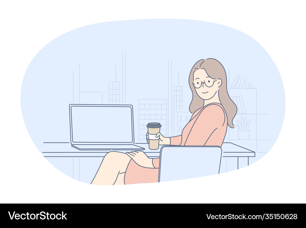Working in office modern company interior online Vector Image