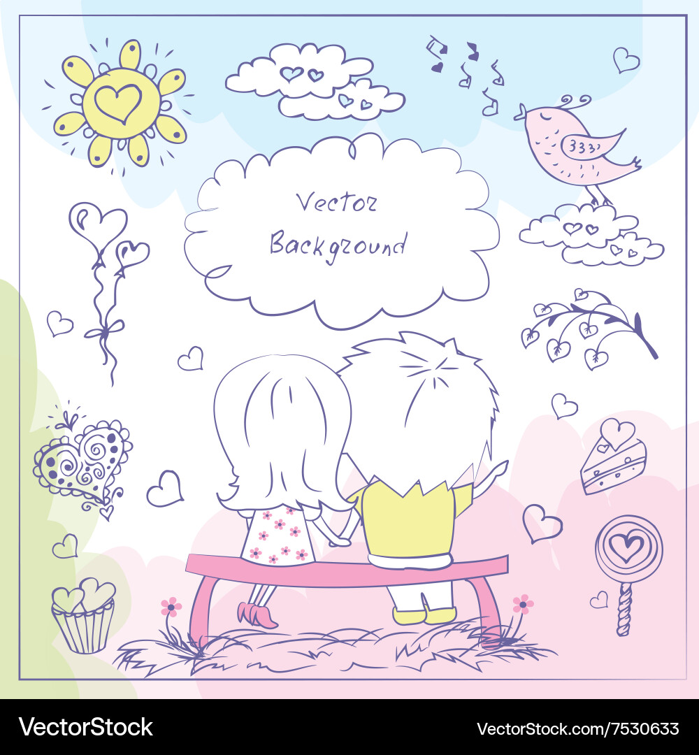 Color background with love couple Royalty Free Vector Image