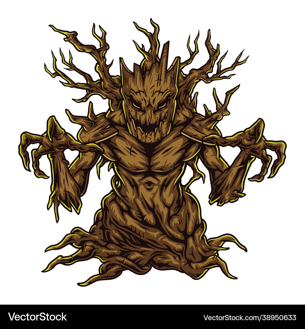 Colorful concept halloween scary tree Royalty Free Vector