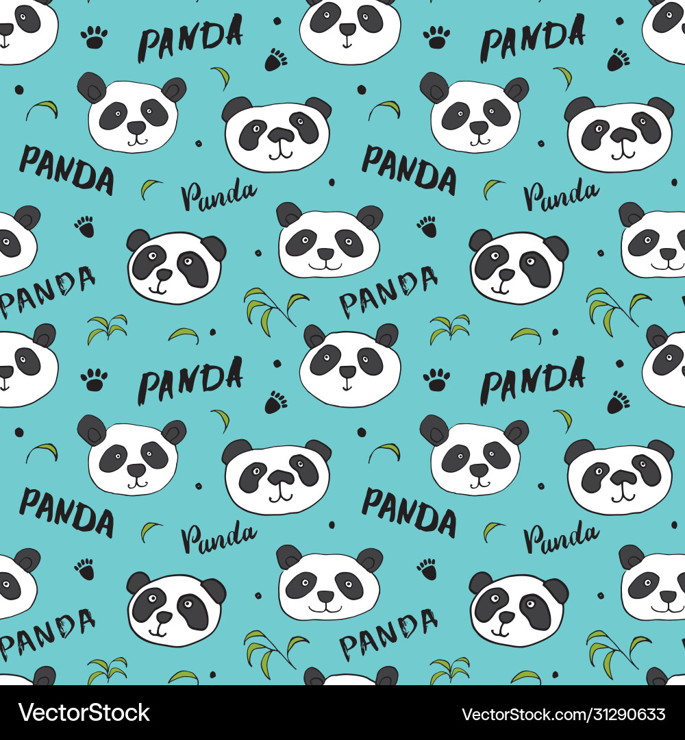Cute panda bear seamless pattern animals Vector Image