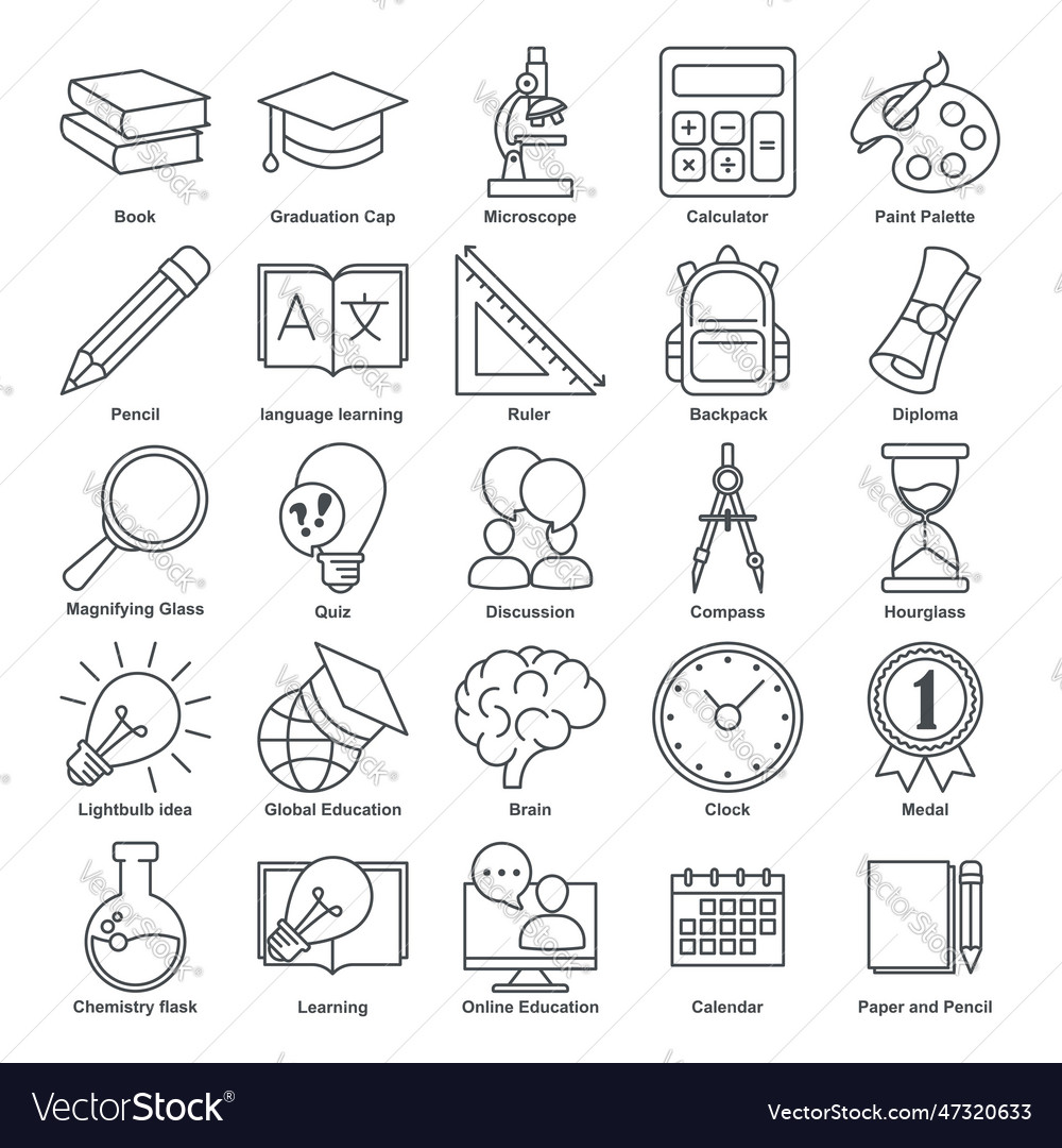 E-learning education elements flat set icon Vector Image