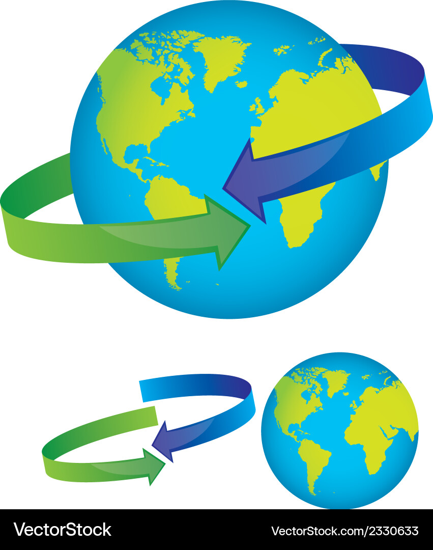 Earth with arrows around isolated over white Vector Image