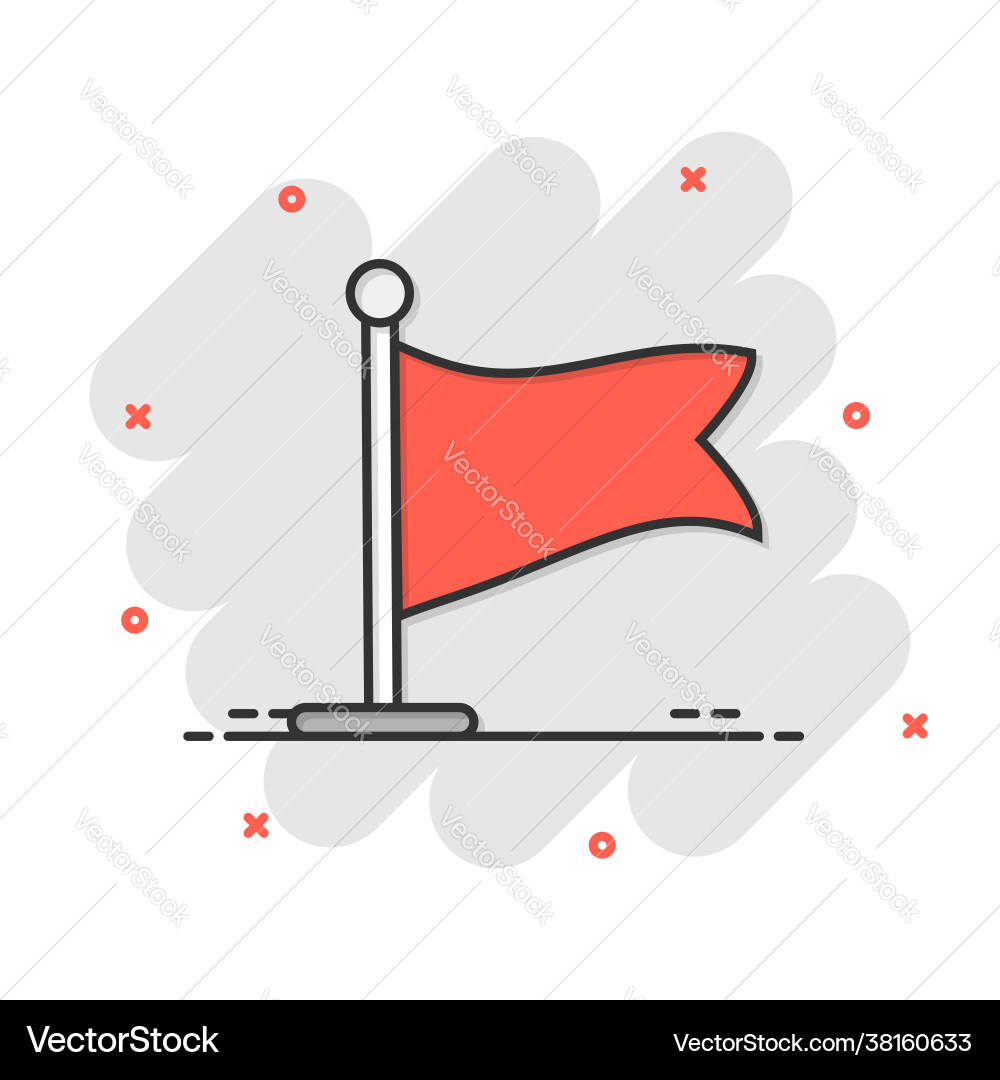 Flag icon in comic style pin cartoon on white Vector Image