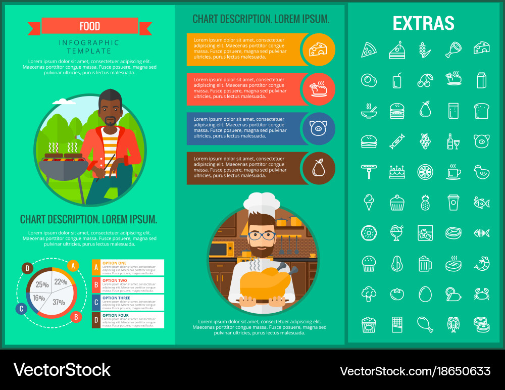 Food infographic template elements and icons Vector Image