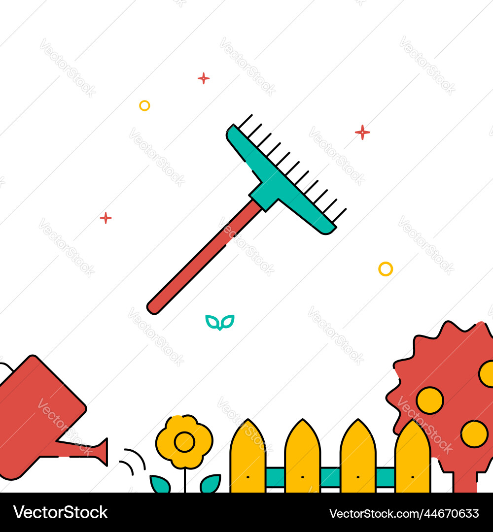 Garden rakes filled line icon simple Royalty Free Vector
