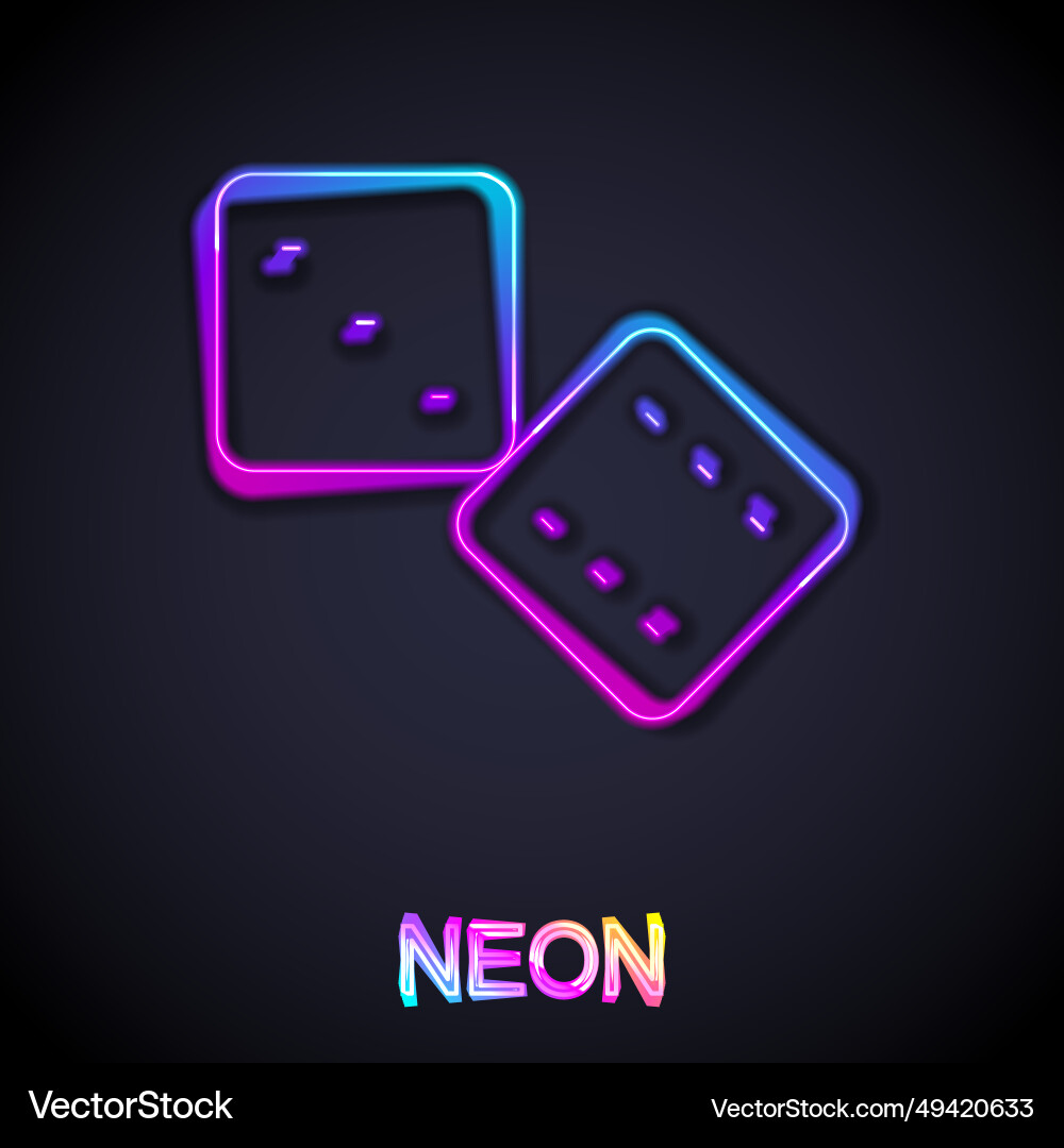 Glowing neon line game dice icon isolated Vector Image